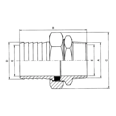 Union 3 pieces Male Splined with octagonal nut and PTFE gasket - JC06 ...