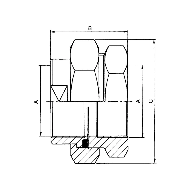 3 piece female female union fitting - stainless steel 316L with ...