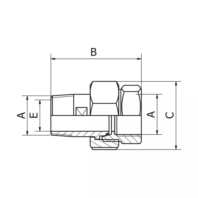Double seal union - Male Female - Hexagonal nut - Gas thread - T Series ...