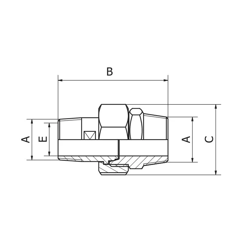 Double seal Union - Male Male - Hexagonal nut - Gas thread - T Series ...