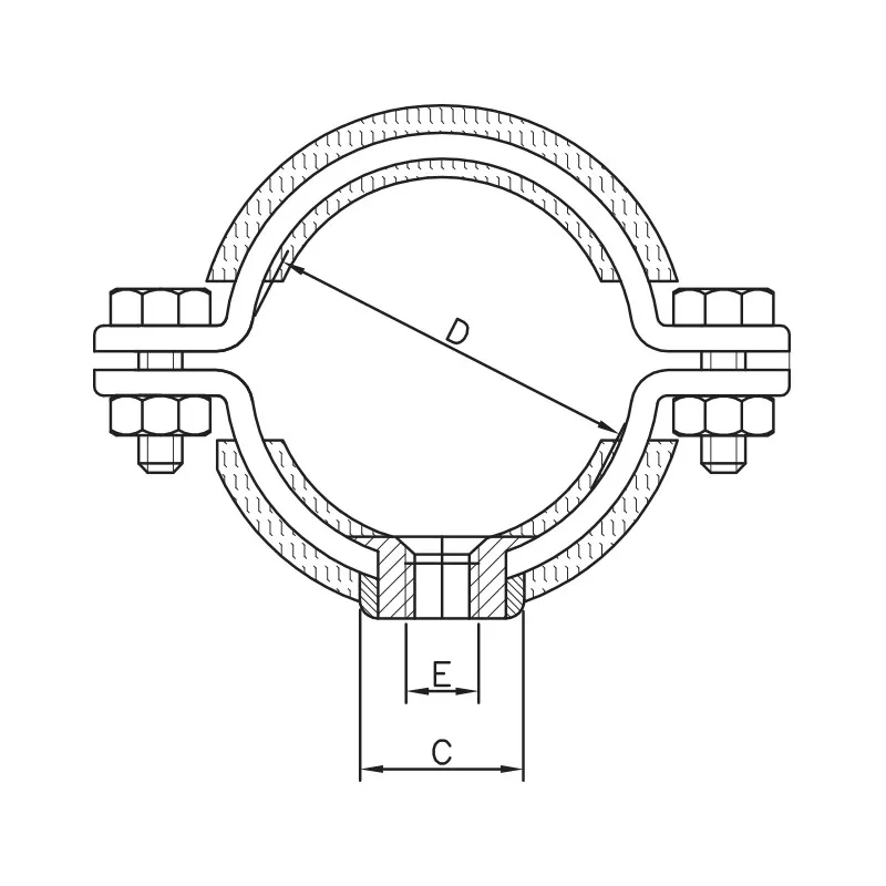 Round support collar with insulation sleeve (-50°C to +120°C ...
