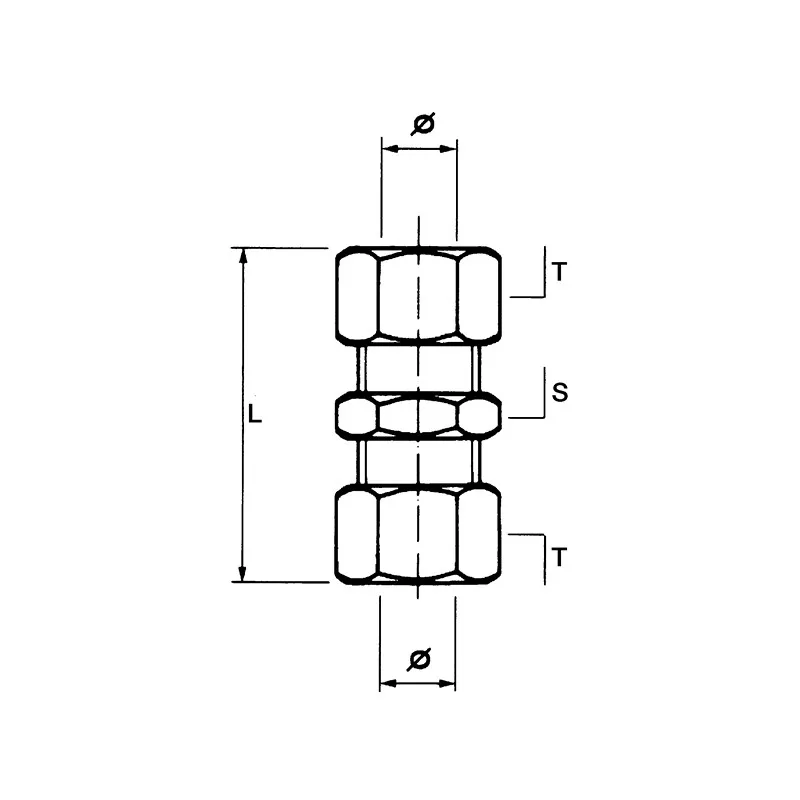 Double union DIN 2353 - single ring - L Series - stainless steel 316 ...