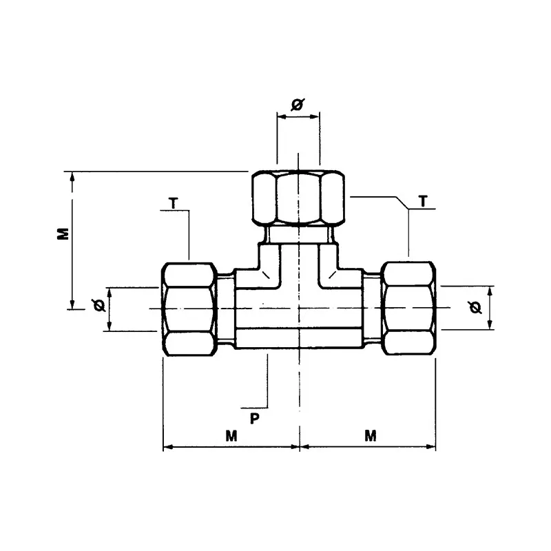 Single ring equal tee - DIN 2353 - Series L - stainless steel 316