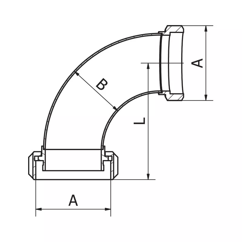Elbow 90° male female Macon in stainless steel 316 L with O-ring for ...