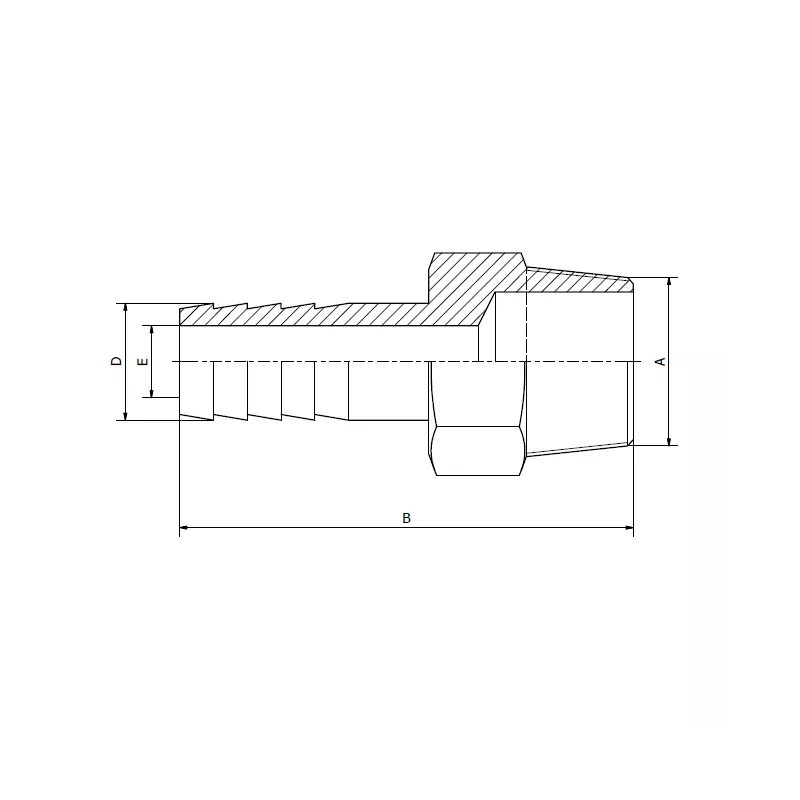 Hexagonal male grooved adapter - Gas thread - 316L - EN 10272- SOFRA-INOX