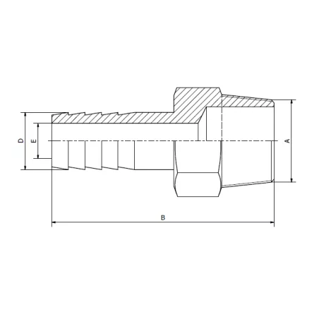 Hexagonal male grooved adapter - Gas thread - 316L - EN 10272- SOFRA-INOX