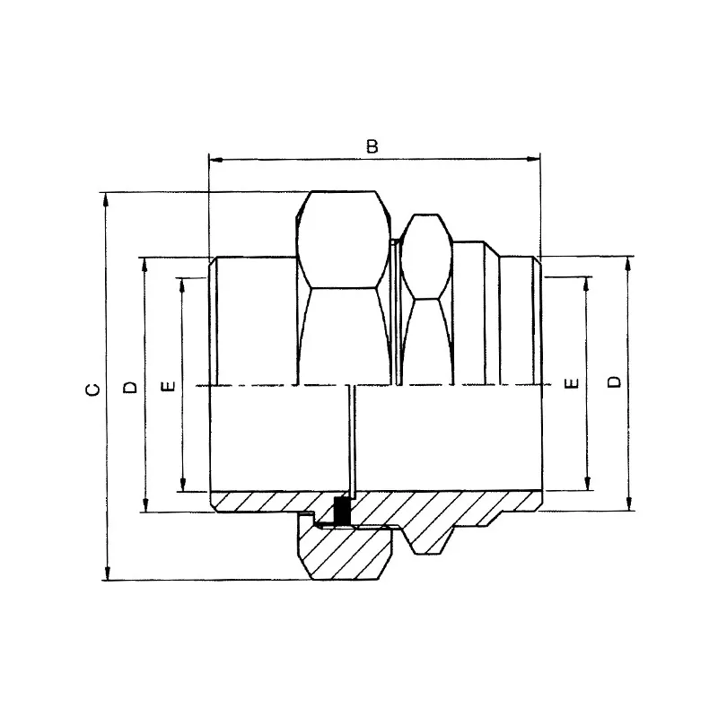 3 pieces Union fitting BW BW with flat seal - Hexagonal nut - J Series