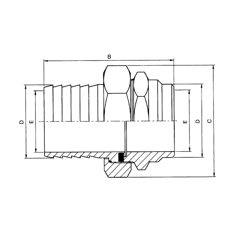 3 Piece BW Splined Union with Hexagonal Nut and PTFE Gasket - JC Series ...