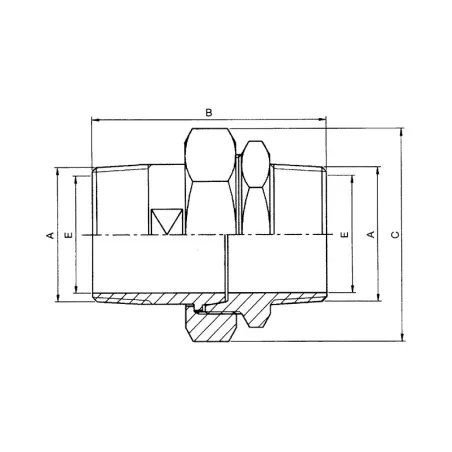 3 pieces Union Fitting - Male Male - Hexagonal nut - NPT thread - AL ...