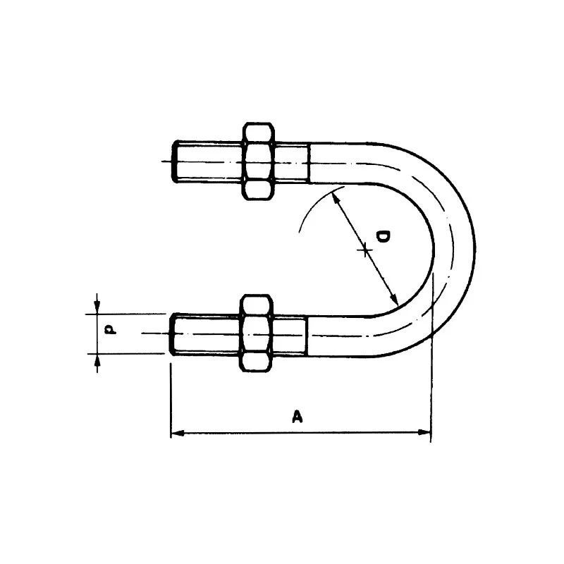 Metric threaded stirrup - 316 stainless steel - pipe support - SOFRA INOX