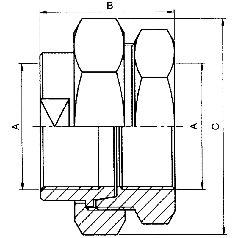 3 pieces Union Fitting - Female Female - Octogonal nut - Gas thread ...
