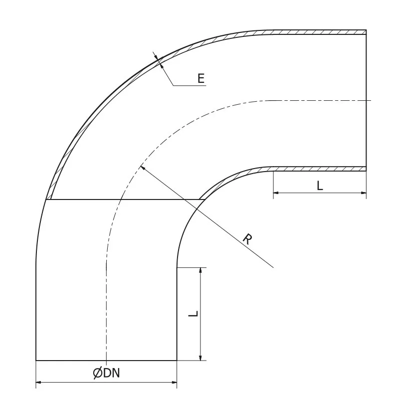 SMS 90° bend 1D APD made of 316L stainless steel - SOFRA INOX