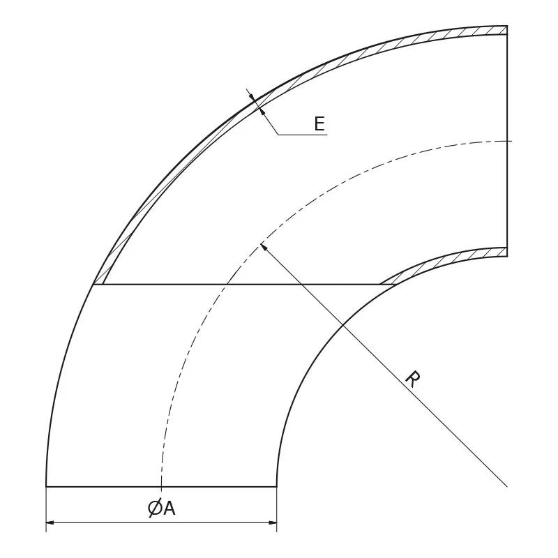 DIN bend 90° - 1,5D - 11852 standard - 304L stainless steel - SOFRA INOX