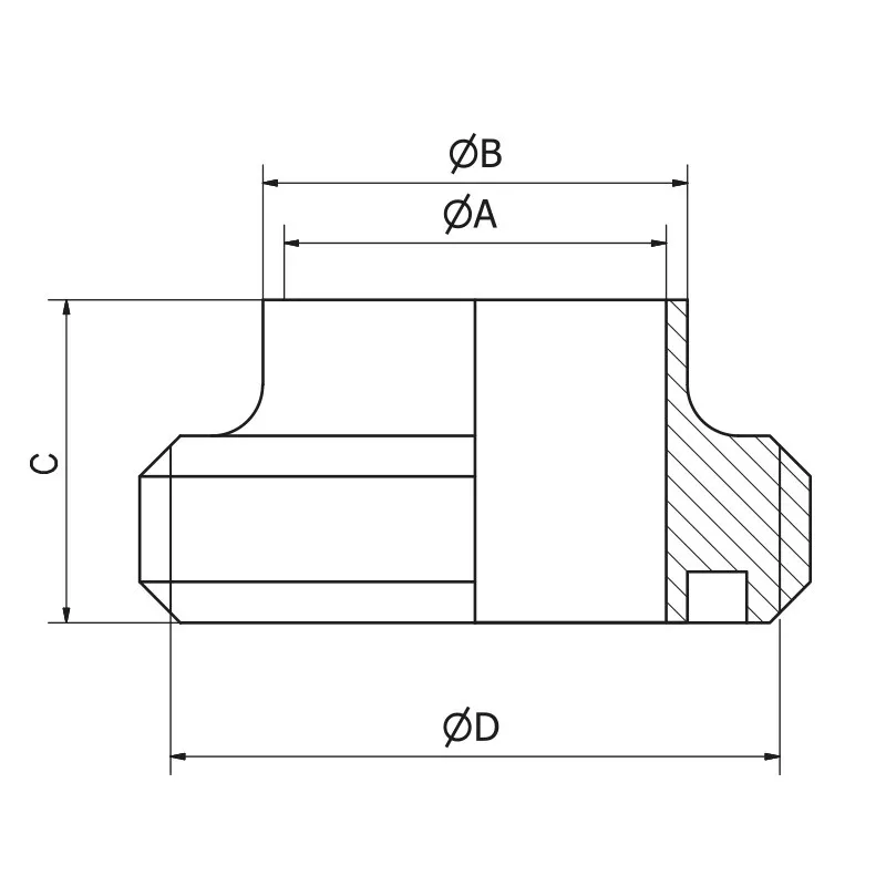 Nez fileté norme SMS 1145 en inox 316L, fabrication française - SOFRA-INOX