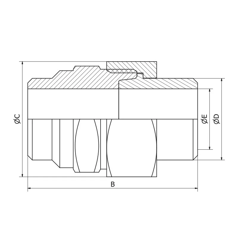 Raccord Union 3 pièces - Lisse Lisse - Cône sur sphère - Ecrou hexagonal - série AL - EN 10272 ...