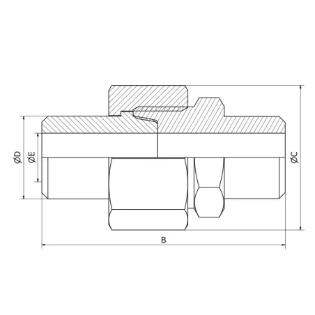 Union 3 pieces - BW BW - Octagonal nut - series M6L