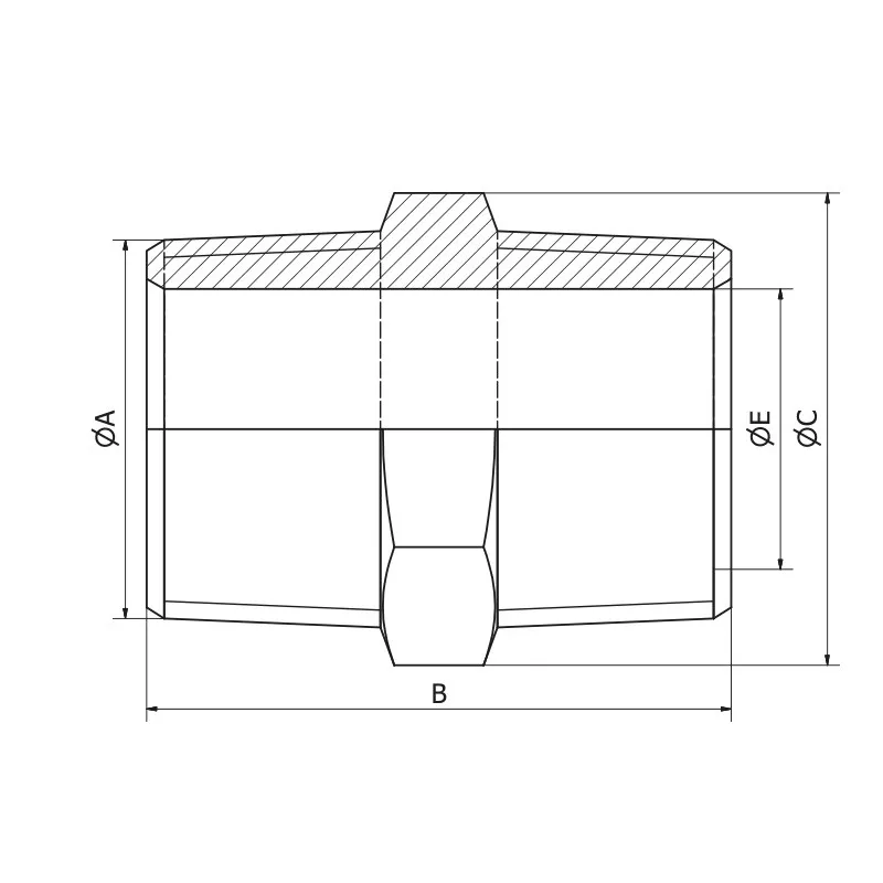 hexagonal nipple - Male male - 316L stainless steel - Conical gas ...