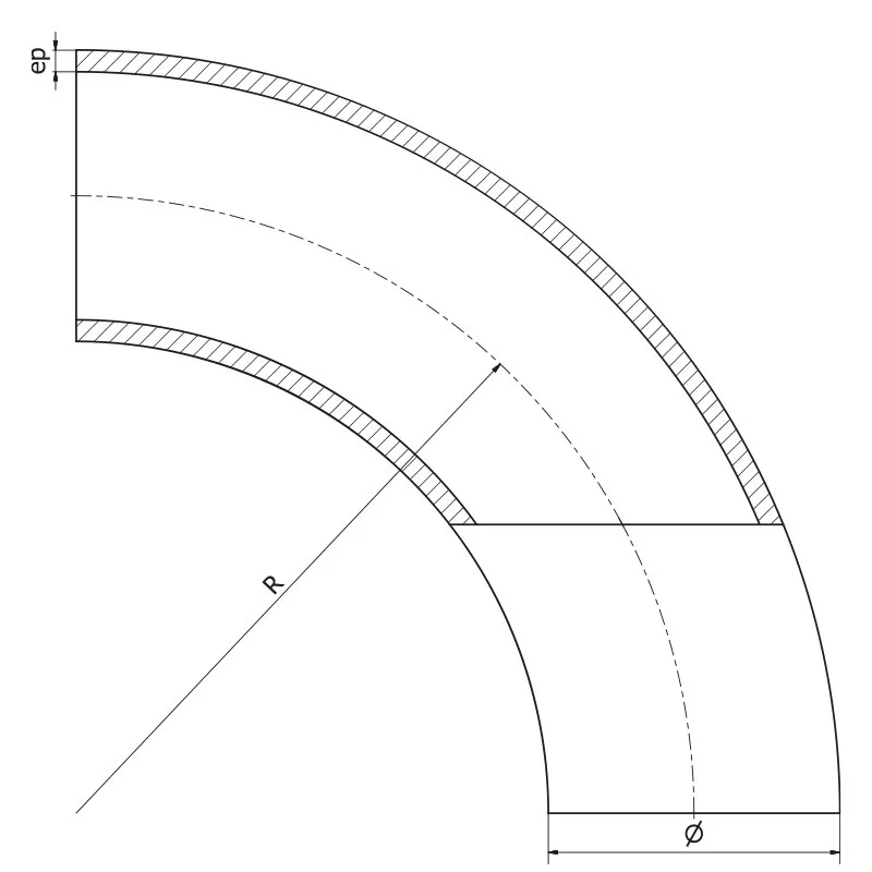 90° Elbow 5D ISO and gas - seamless - 304L - SOFRA INOX
