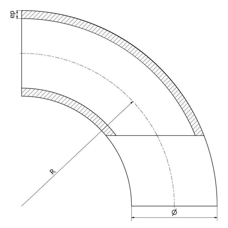 3D ISO/Gas elbow - stainless steel 316L - Seamless - SOFRA-INOX