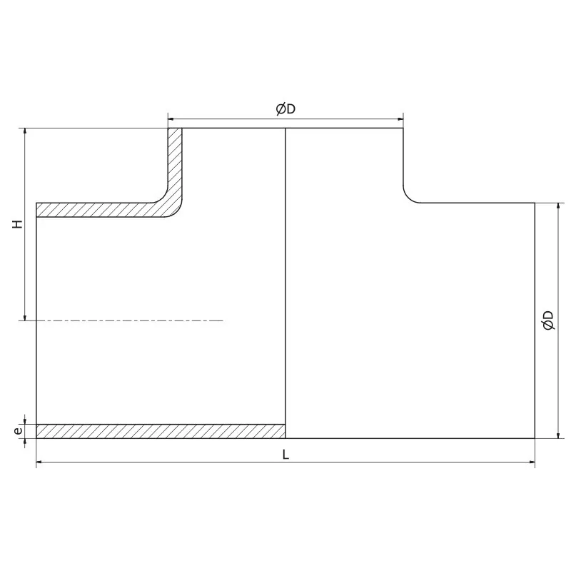 ISO tee with short sleeve - stainless steel 316L - Welding accessories ...
