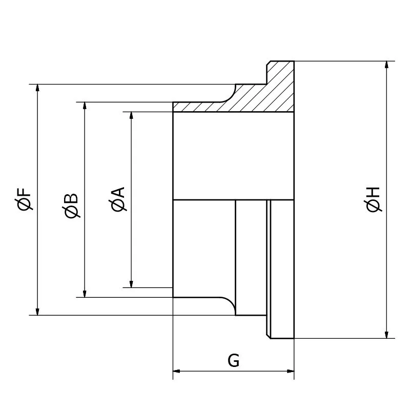 Welding liner piece for SMS 1145 fitting made of stainless steel 316L ...