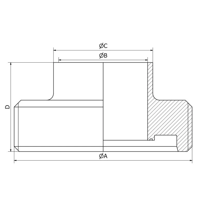 DIN 11864-1 Form B short threaded part for SMS pipe - 316L - SOFRA INOX