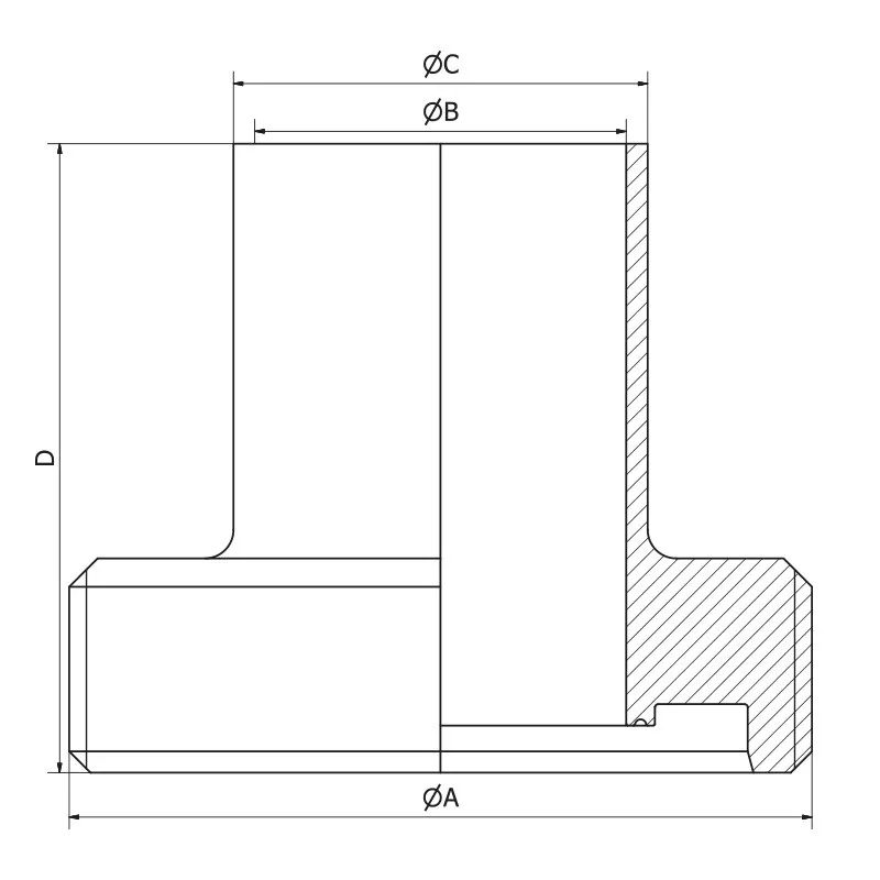 DIN 11864-1 Form B long threaded part for SMS pipe - 316L - SOFRA INOX