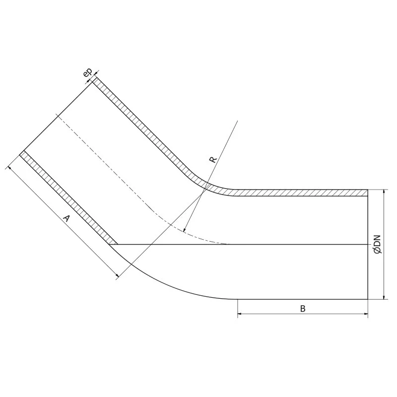 ISO 45° elbow Bio-Pharma 316L for pharmaceutical installations - SOFRA INOX
