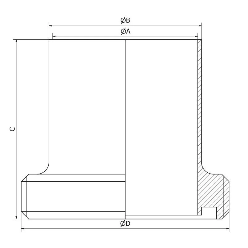 Long SMS threaded nipple in 316L stainless steel, 100% French made ...