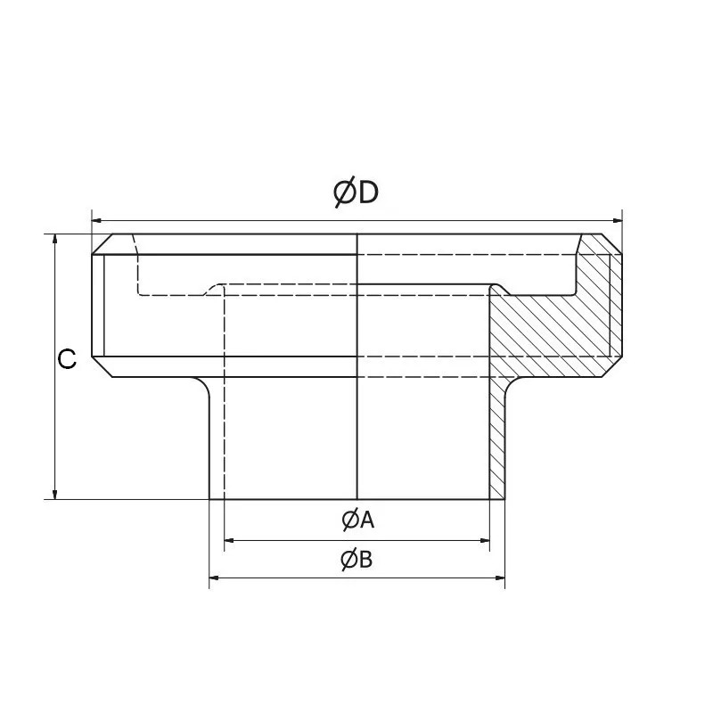 DIN 11853-1 Form A short threaded part for ASME pipe - SOFRA INOX