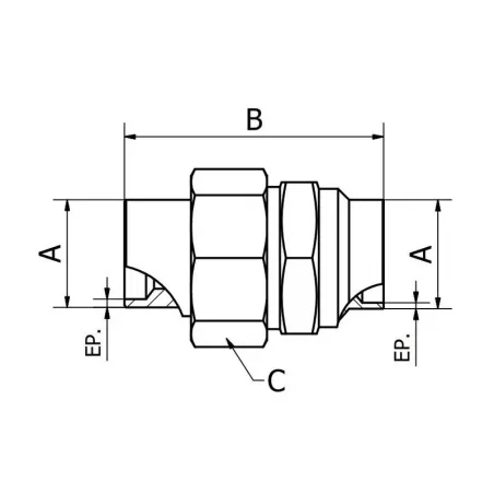 Thin Union Fitting BW BW with conical seat - Gas Thread - 316L - SOFRA INOX