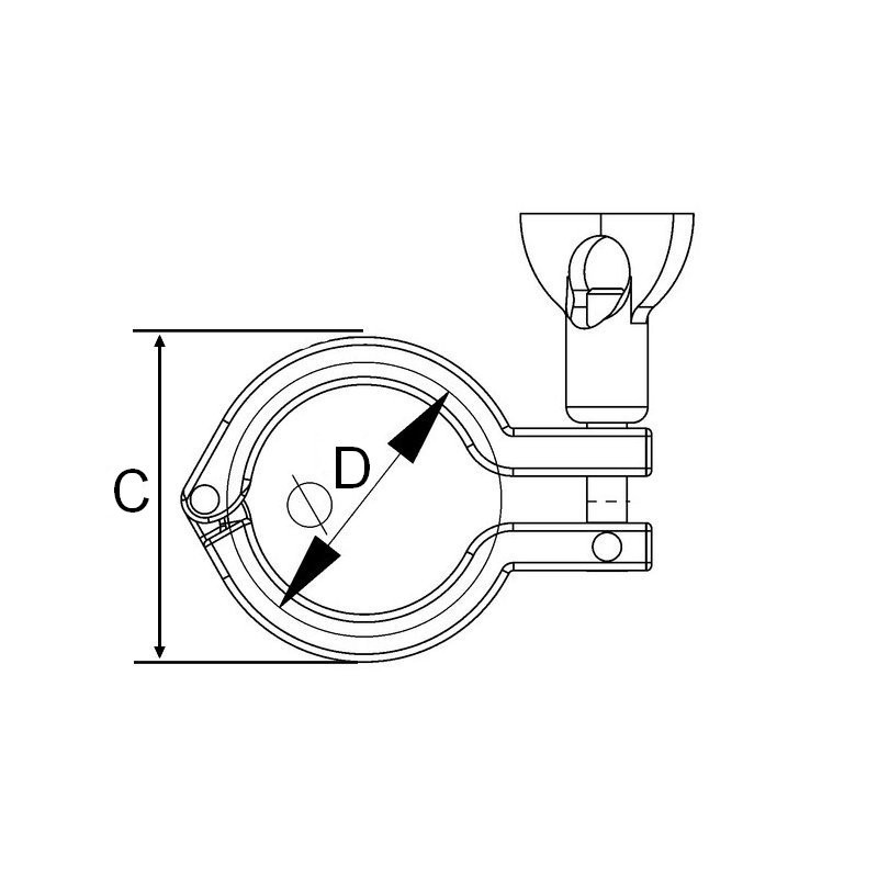 Collier Clamp standard en inox 304 pour raccord pharmaceutique : SOFRA INOX