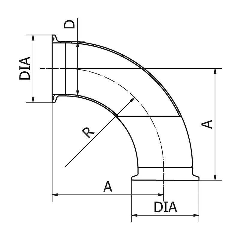 90° Elbow for Clamp ASME BPE - 316L - SOFRA INOX