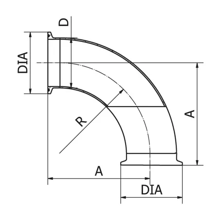 90° Elbow for Clamp ASME BPE - 316L - SOFRA INOX